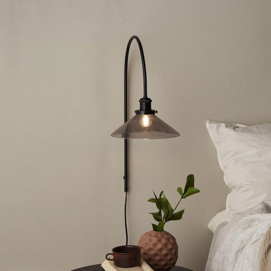 PR Home wandlamp August, zwart, glad glas, Ø 25 cm | Lampen24.nl