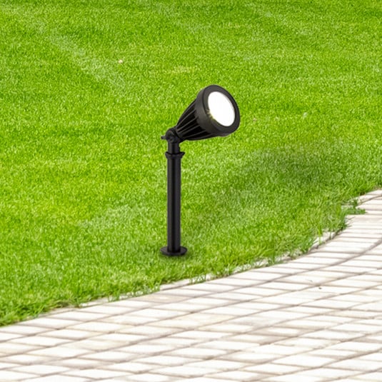 LED spot med jordspyd Spikey, sort, metal, 25 cm, IP54 | Lampegiganten.dk