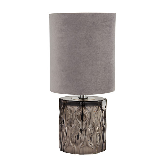 Nyssa table lamp, grey, textile/metal, 28 cm, E27 | Lights.co.uk