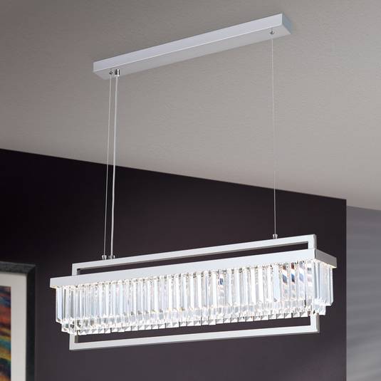 Prism LED pendant light, oblong, chrome | Lights.co.uk