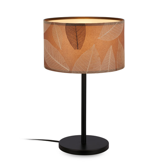 Mata table lamp, brown, textile, height 42 cm | Lights.co.uk