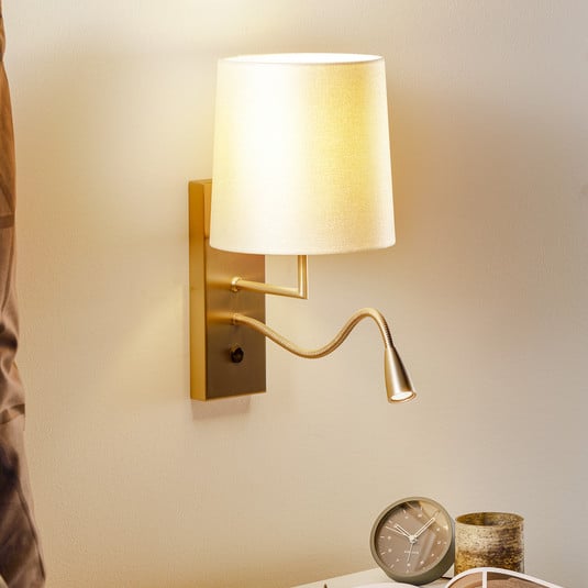 Aplique de pared Havanna con brazo de lectura LED blanco crema | Lampara.es