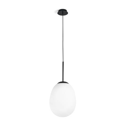 Lampada Drop Vetro Opale Sospensione Nera Lampadeit