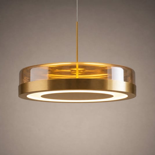 Suspension LED Lucande La Latta, à 1 lampe, Ø 30 cm, laiton et verre ...