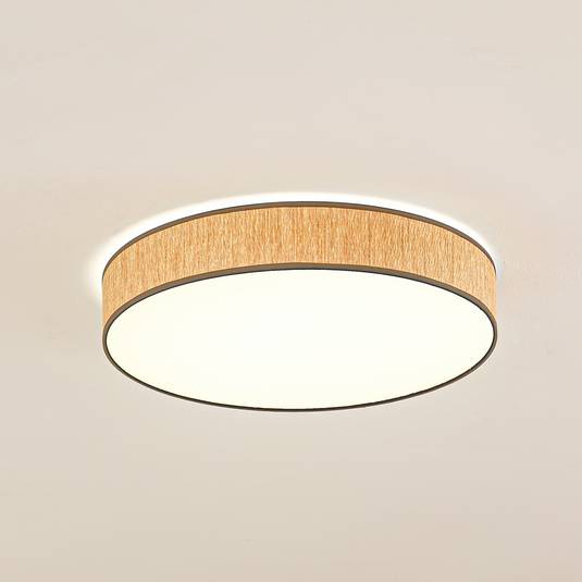Lindby LED ceiling light Jutis, beige, seaweed, Ø 50 cm | Lights.co.uk