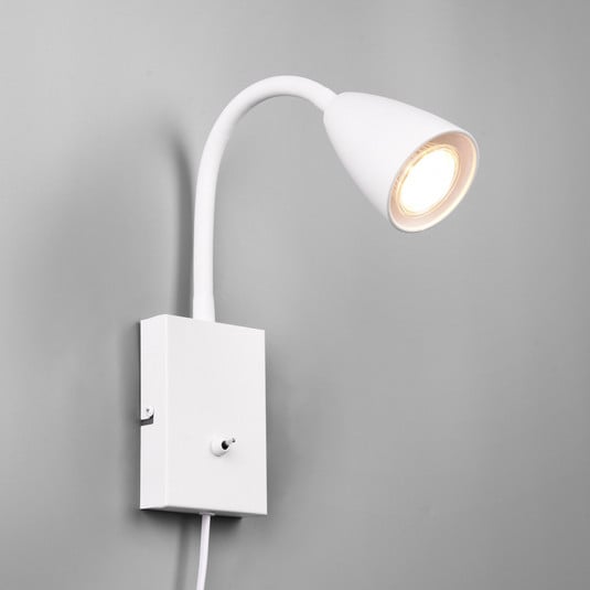 Wanda wall light with plug, matt white | Lights.co.uk