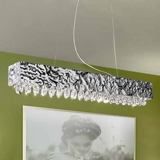MAGMA hanging light, clear crystal, 100x15cm | Lights.co.uk