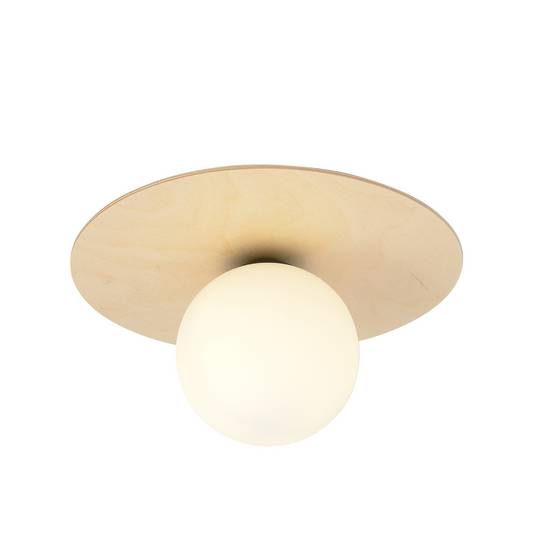 Kenzo ceiling light, round, brown/white, 1-bulb | Lights.co.uk