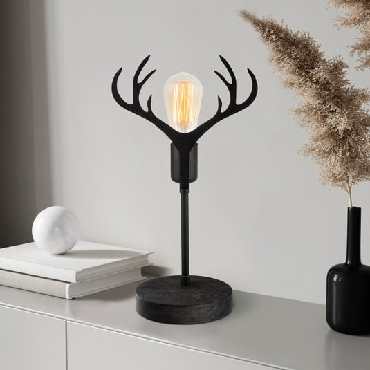 Lampe à poser GMN-000011 noir bois de cerf | Luminaire.fr