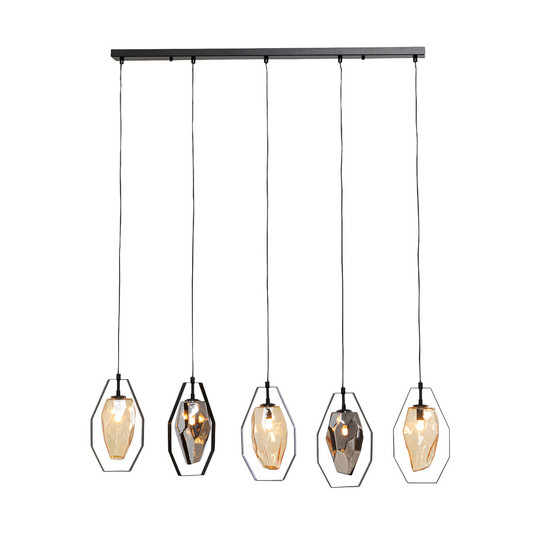 KARE Hängeleuchte Diamond Fever Dining schwarz 5-flg. linear ...
