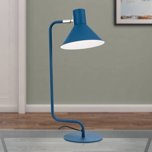 Lampe de bureau Viktoria tête réglable, bleue | Luminaire.fr