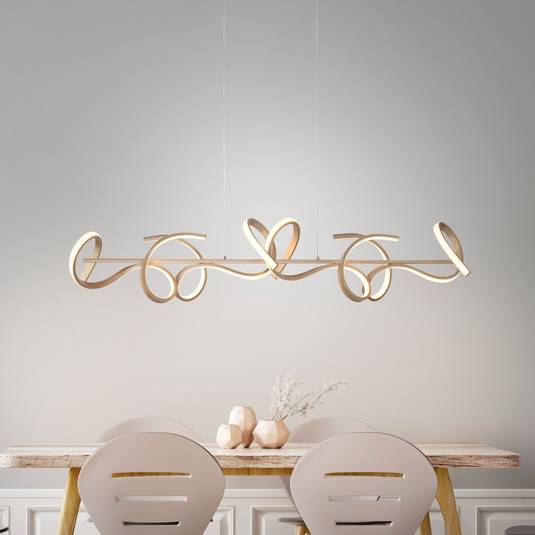 LED pendant light Curls, brass, metal, 99 cm long, dimmable | Lights.co.uk