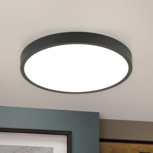 LED ceiling light Bully in black, 3,000 K, Ø24cm | Lights.co.uk