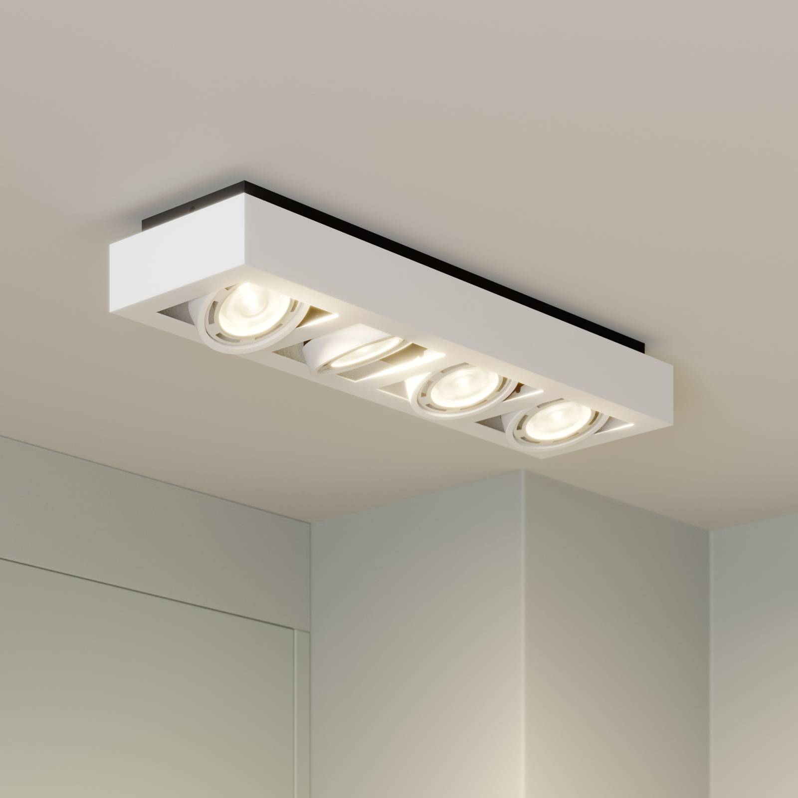 Spot sufitowy LED Ronka, 4-pkt., długi, biały | Lampy.pl Spot sufitowy LED Ronka, 4-pkt., długi, biały | Lampy.pl