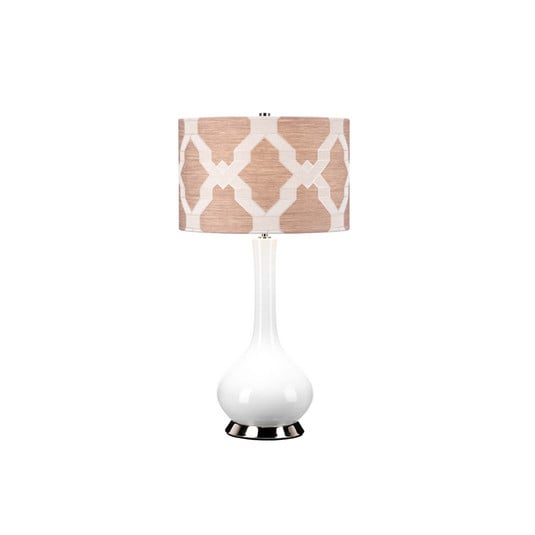 Milo table lamp, nickel-white/pink | Lights.co.uk
