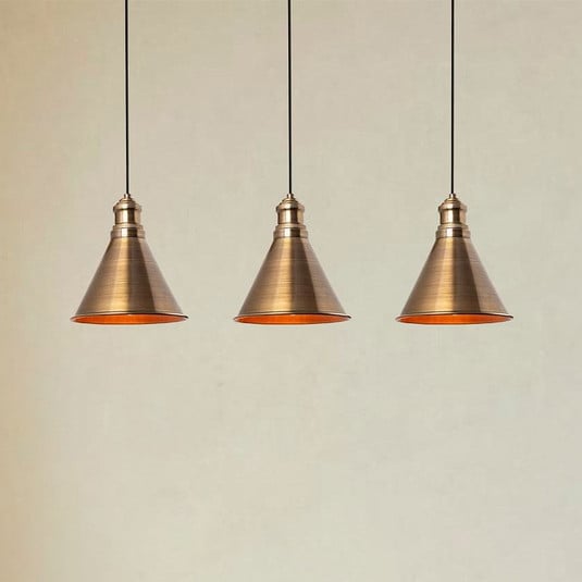 Hängelampe Sivani MR-314, gold antik, Eisen 3-flammig linear ...