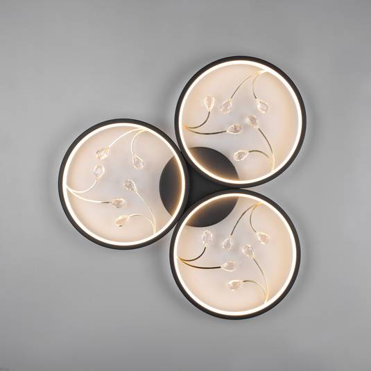 LED-taklampe Groovy med tre lamper i svart 3 000K | Lampegiganten.no