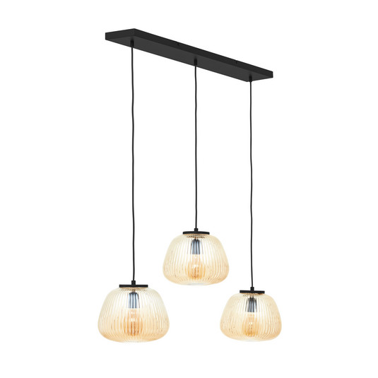 Kaizen hanging light, length 105 cm, amber, 3-bulb, glass | Lights.co.uk