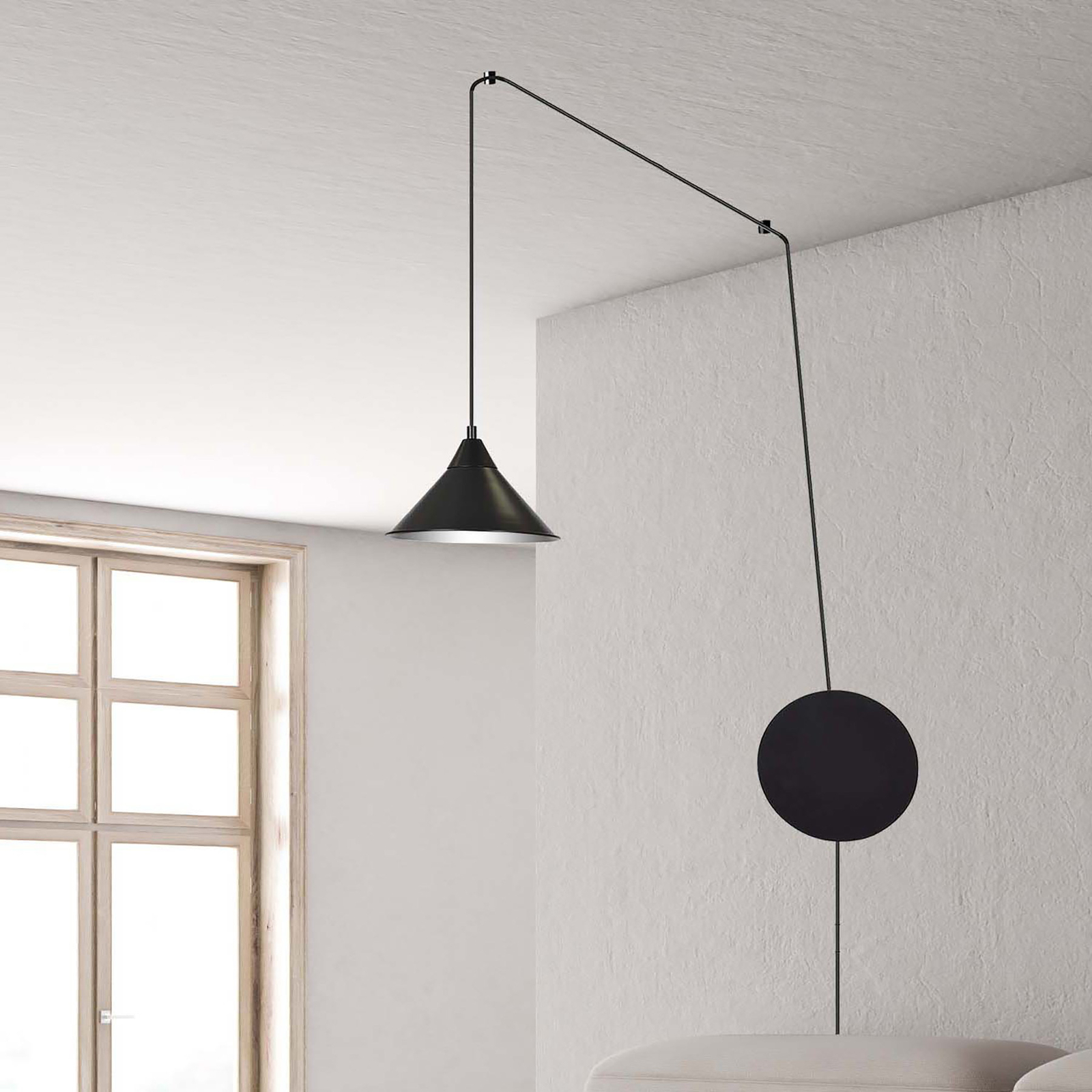 Ramo pendant light, one-bulb, black | Lights.co.uk