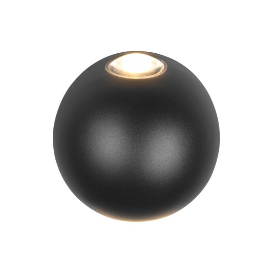 LED outdoor wall light Avisio, black, 2-bulb, semicircular | Lights.co.uk