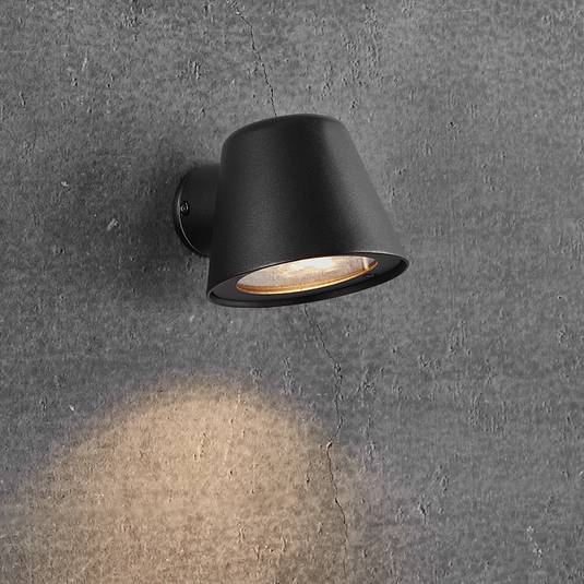 Aleria outdoor wall light, black metal | Lights.co.uk