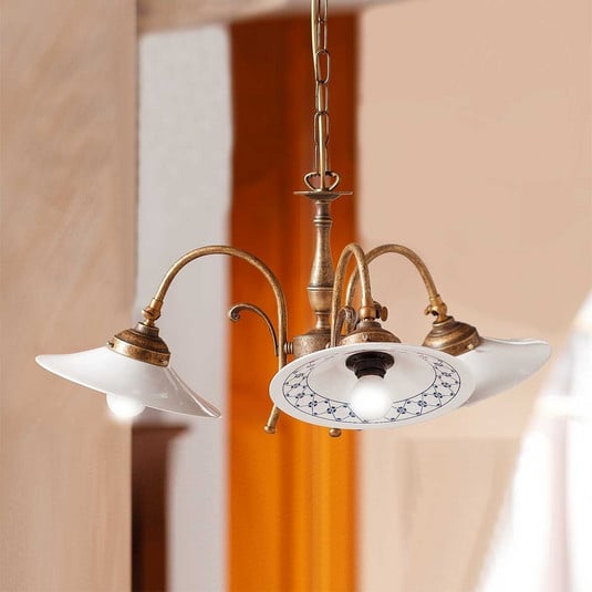 3-bulb ORLO hanging light, rustical style | Lights.co.uk