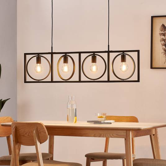 Lampa wisząca Mateja marki Lindby, czarna, metal, 112 cm, 4-punktowa ... Lampa wisząca Mateja marki Lindby, czarna, metal, 112 cm, 4-punktowa ...