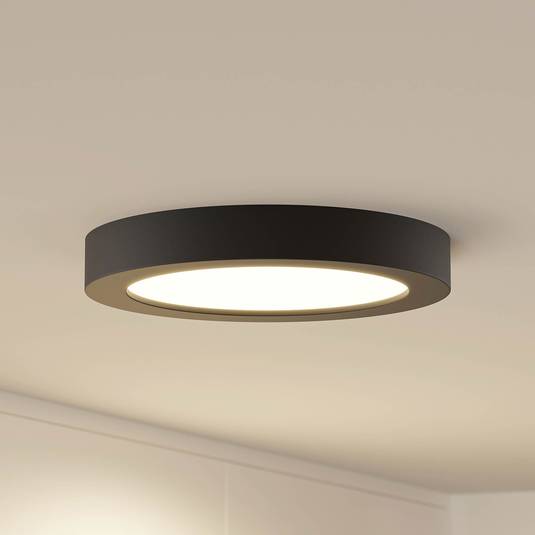 Prios Plafonnier LED Edwina, noir, 25 cm, CCT, IP44 | Luminaire.fr