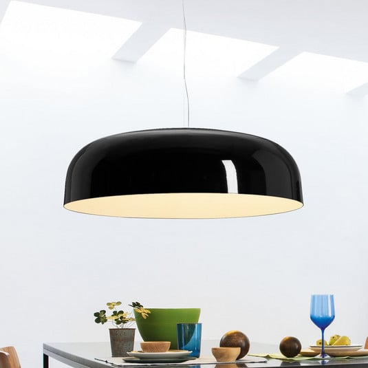 Oluce suspension LED Canopy, Ø 60 cm, noir, aluminium | Luminaire.fr