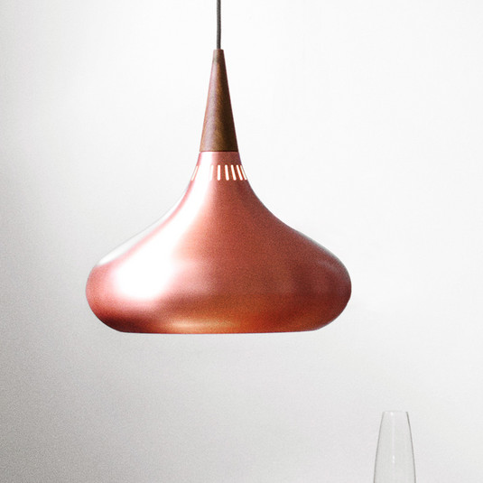 FRITZ HANSEN Orient P2 pendant lamp, copper/rose, Ø 34 cm | Lights.co.uk