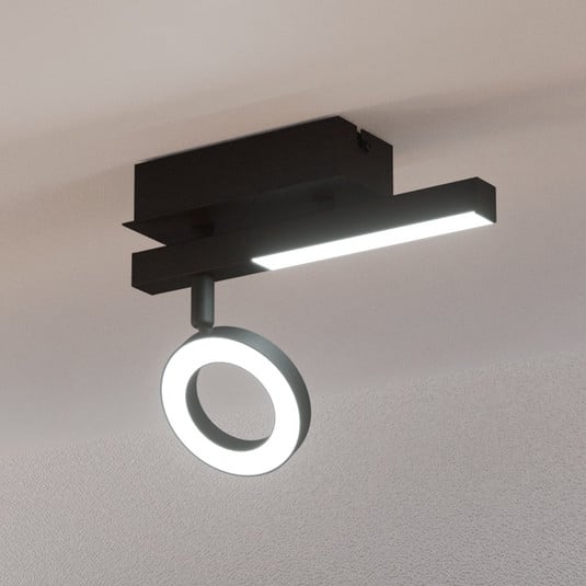 Cardillio 2 LED downlight black with one Ring | Lights.ie