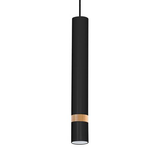 Joker hanging light, black/wood, one-bulb | Lights.co.uk