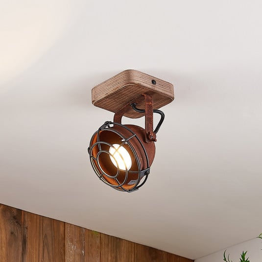Farotto Lindby Farovi, color ruggine, legno, orientabile, GU10 | Lampade.it