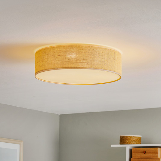 Jute ceiling light with a beige lampshade, Ø 48 cm | Lights.co.uk
