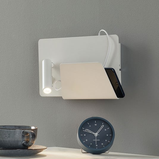 Modern Suau LED wall light with USB charging port | Lights.co.uk
