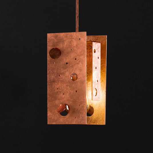Knikerboker Buchi wall lamp 19x19x40cm copper leaf | Lights.co.uk