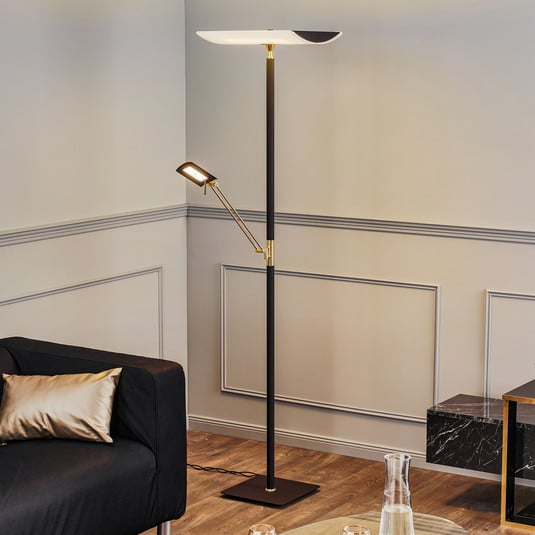 Rothfels Charlin LED uplighter, black brass | Lights.ie