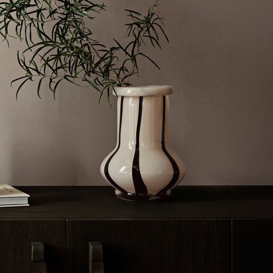 ferm LIVING Riban vase, beige, 19 cm, glass, mouth-blown | Lights.co.uk