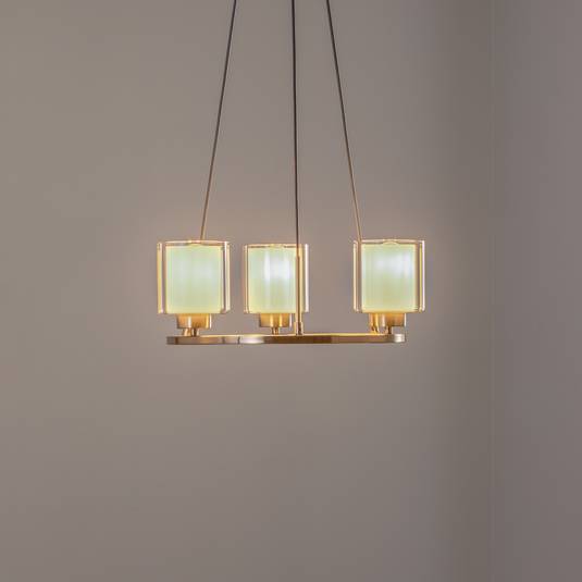 Ressa chandelier, Ø 44 cm, antique brass, 3-bulb | Lights.co.uk