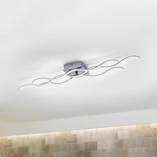 LED ceiling lamp Wave 3,000K 97.5x16cm steel | Lights.co.uk