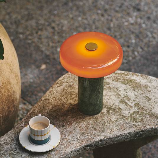 Trip LED rechargeable table lamp, green / orange, marble, glass, IP44 ...