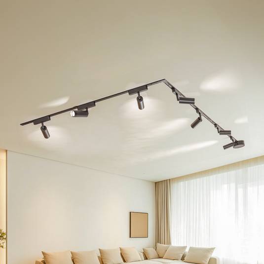 Track lighting system 48V Lumaro, spots, 7-bulb, black, Ø 4cm | Lights ...