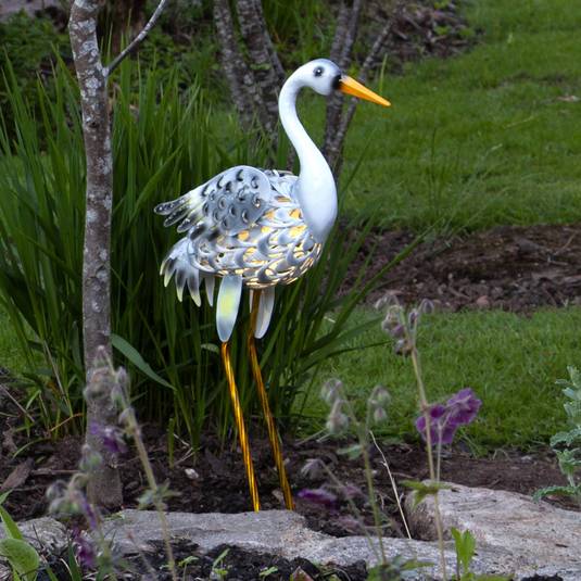 Heron LED solar light as a heron figure | Lights.co.uk