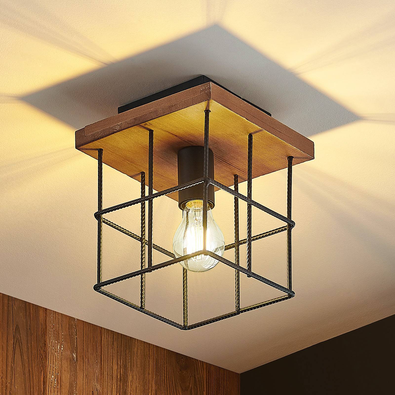 Lindby Mireille lampa sufitowa z drewnem, 1-pkt. | Lampy.pl Lindby Mireille lampa sufitowa z drewnem, 1-pkt. | Lampy.pl