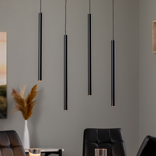 Sid pendant light, four-bulb, black | Lights.co.uk