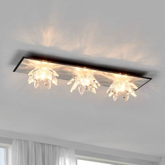 Fiore Cristallo silver leaf ceiling light, 3-bulb | Lights.co.uk