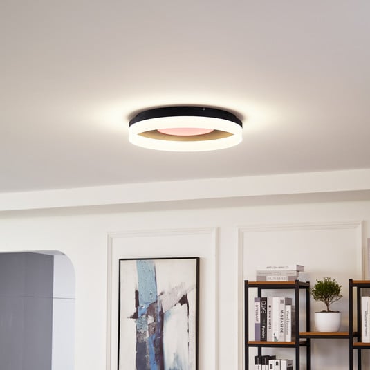 Lucande Smart LED ceiling lamp Squillo black Tuya RGBW CCT | Lights.co.uk
