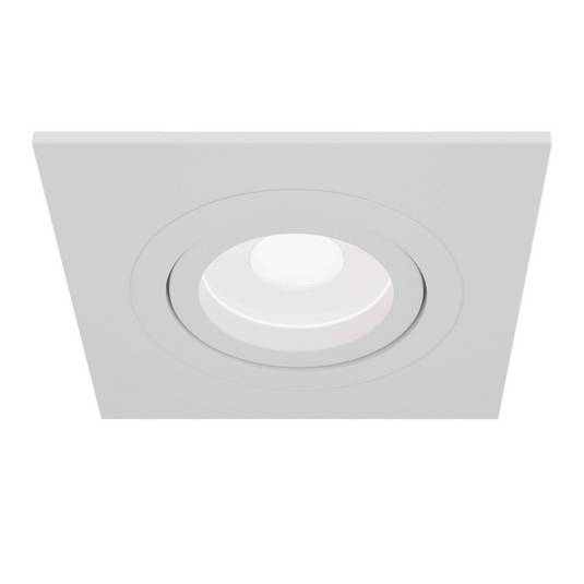 Atom recessed spotlight, GU10, white angular frame | Lights.co.uk