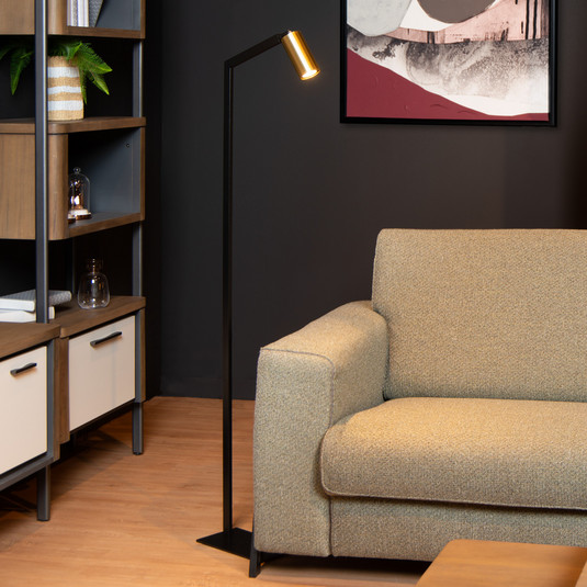 Sybil floor lamp rotatable/pivotable black/gold | Lights.ie