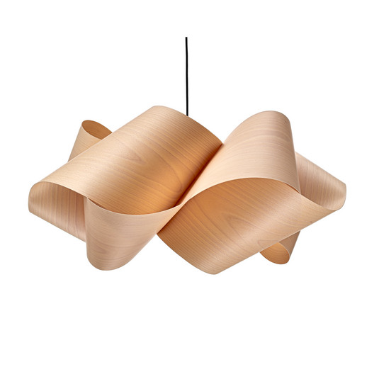 LZF Lampada a sospensione Swirl, faggio/color nichel, Ø 75 cm, legno ...